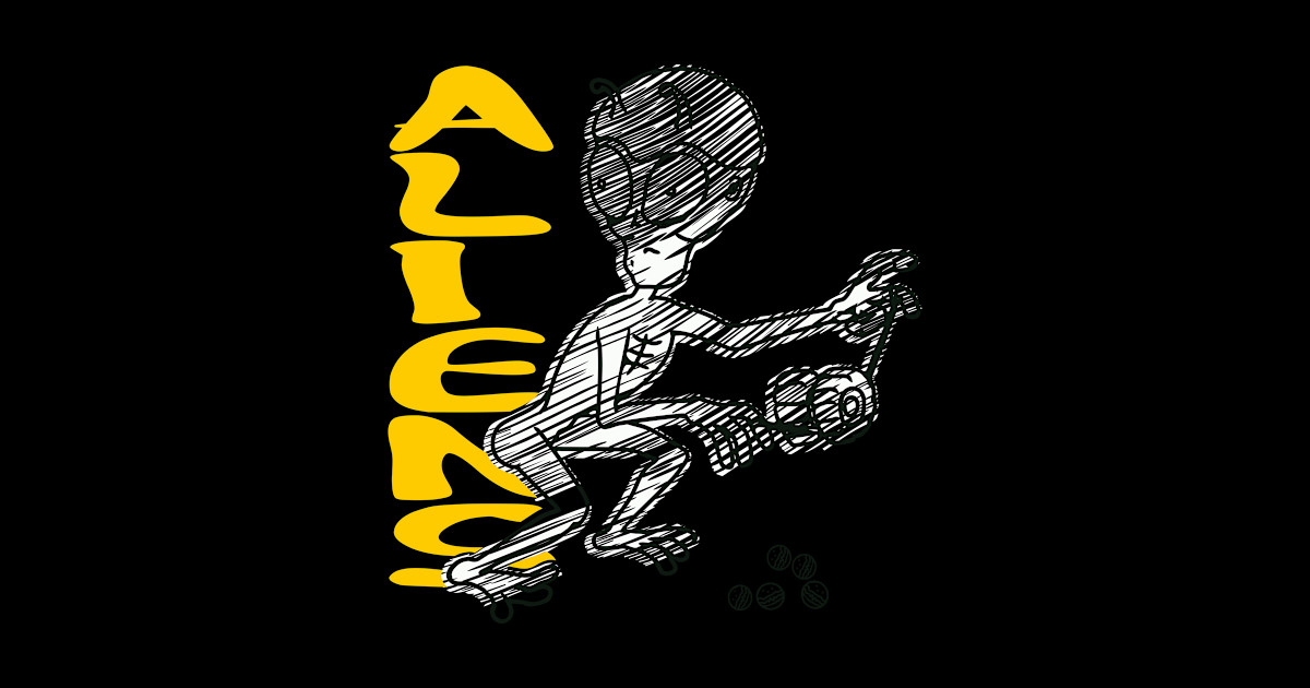 an alien playing a yo-yo from a truck wheel - Alien Ufo - Sticker ...