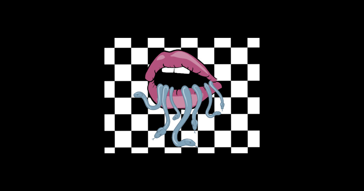 Bite snake on checker - Snake - Sticker | TeePublic