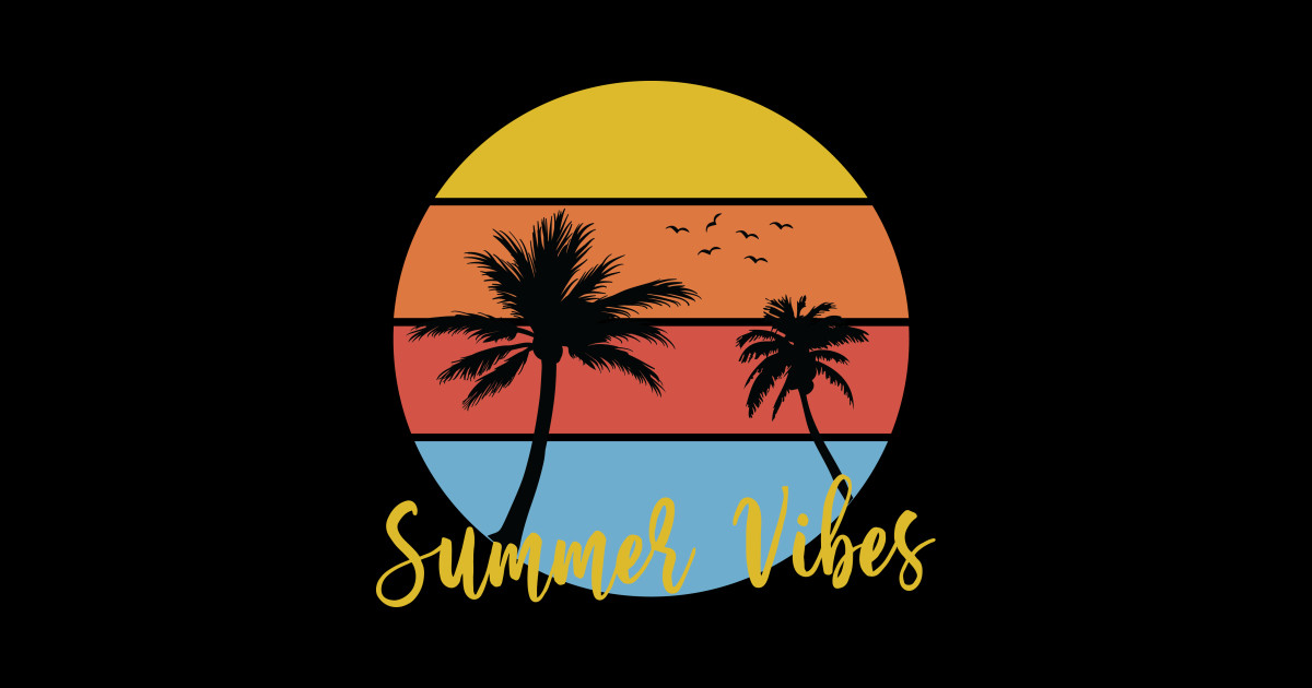 Summer vibes design, sunset with palm trees - Summer Vibe - Sticker ...