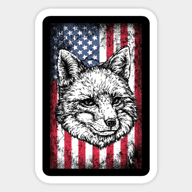 Patriotic Fox American Flag - Fox American Flag - Sticker | TeePublic