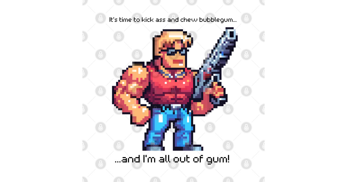 Duke Nukem Kick Ass Pixel Art - Duke Nukem - T-Shirt | TeePublic