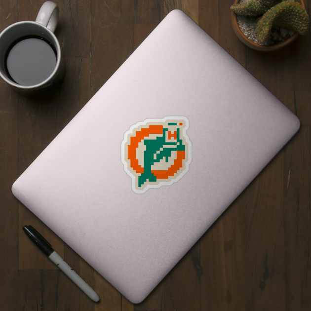 Retro Pixel Miami Logo Throwback - Miami Dolphins - Sticker | TeePublic