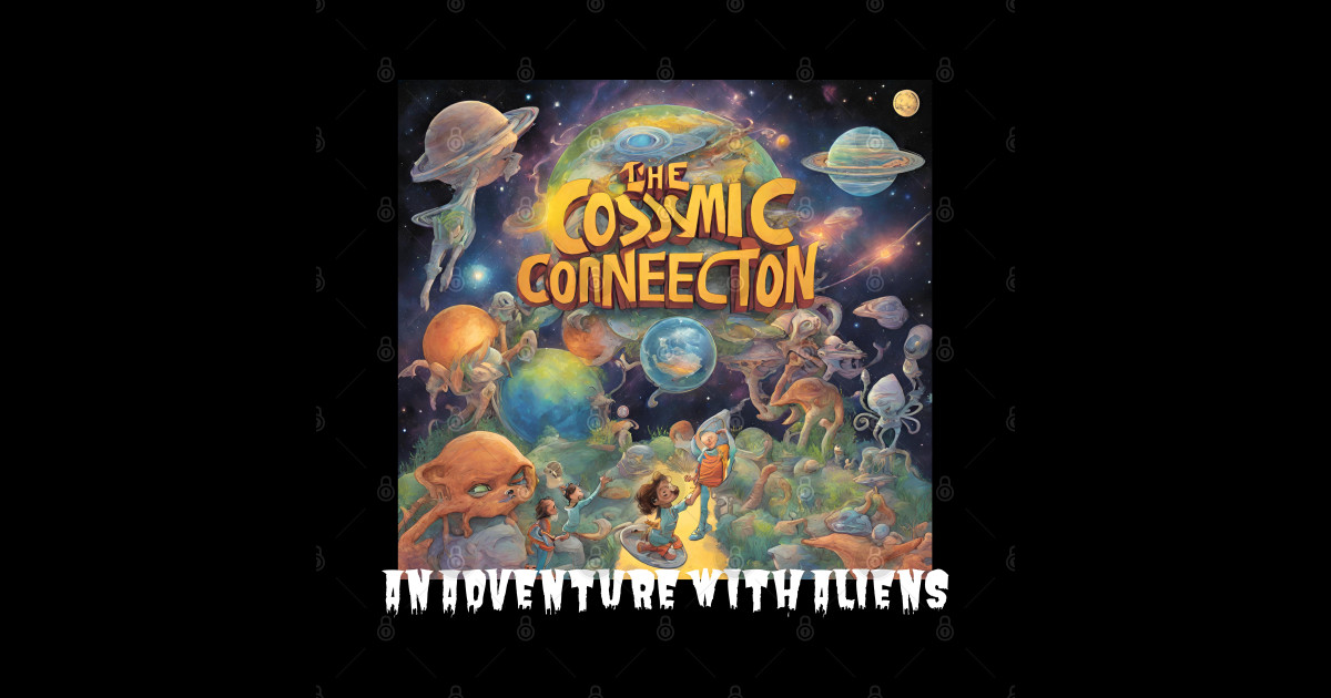 The Cosmic Connection - T Shirtdesign Cartoon - Sticker | TeePublic