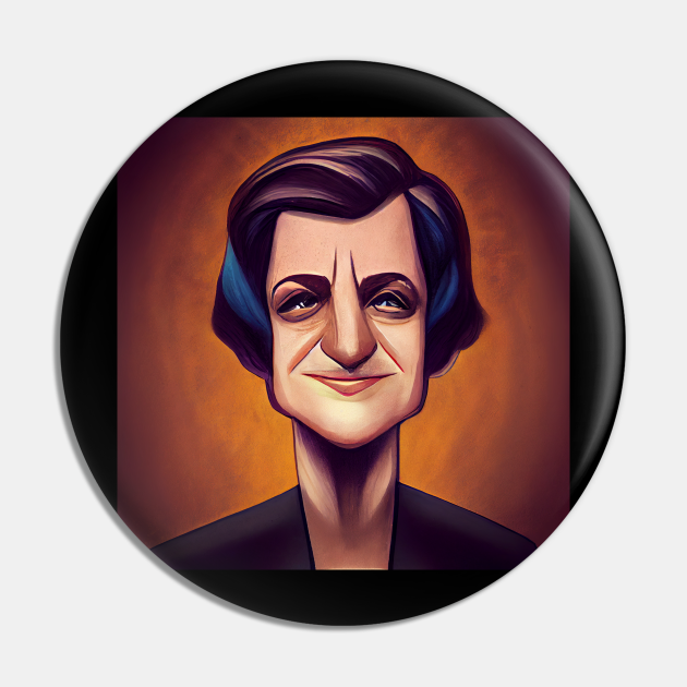 Ayn Rand | Caricature - Ayn Rand - Pin | TeePublic