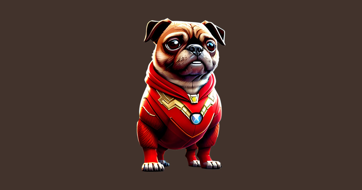 Cute Pug in Red Iron Suit with Arc Reactor - Pug - T-Shirt | TeePublic