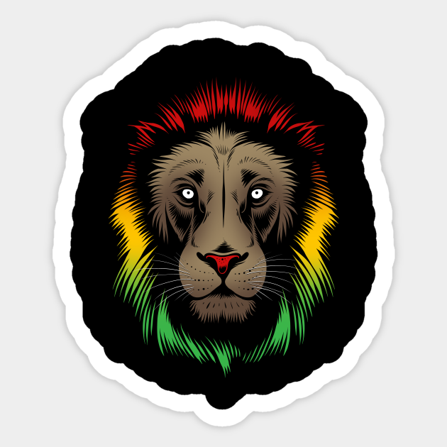 Lion Reggae - Lion Reggae Music Flag Colors - Sticker | TeePublic