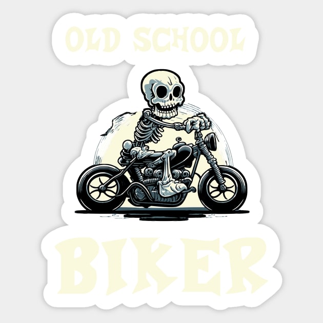 Old School Biker - Skeleton - Sticker | TeePublic