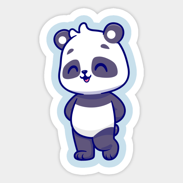 Cute Panda Shy Cartoon - Cute Panda Shy Cartoon - Sticker | TeePublic
