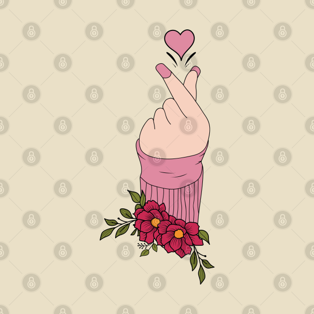 Korean Finger Heart Symbol Kpop Love Aesthetic - Finger Heart - T-Shirt ...