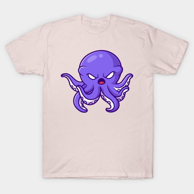 Cute Angry Octopus Cartoon - Cute Angry Octopus Cartoon - T-Shirt ...