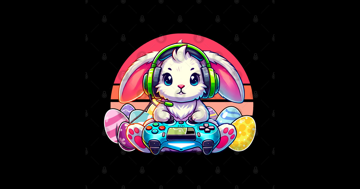 Easter Video Game Bunny Eggs Gaming Gamer - Easter Gaming - Sticker ...