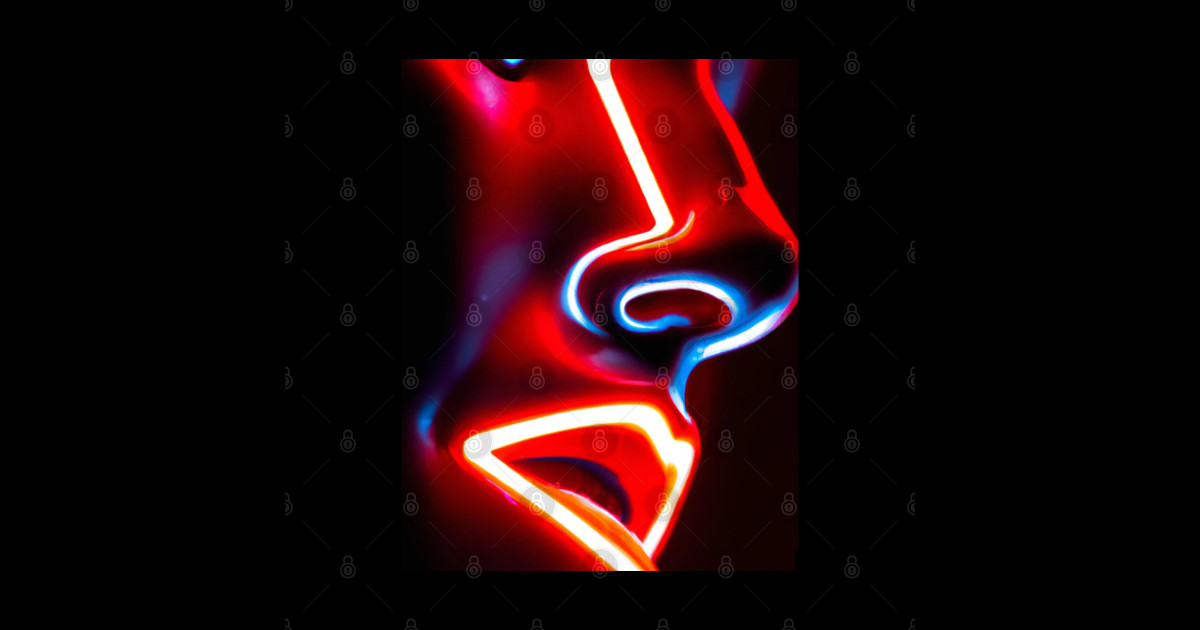 Neon Evolution: A Futuristic Human Face - Neon Colors - Posters and Art ...