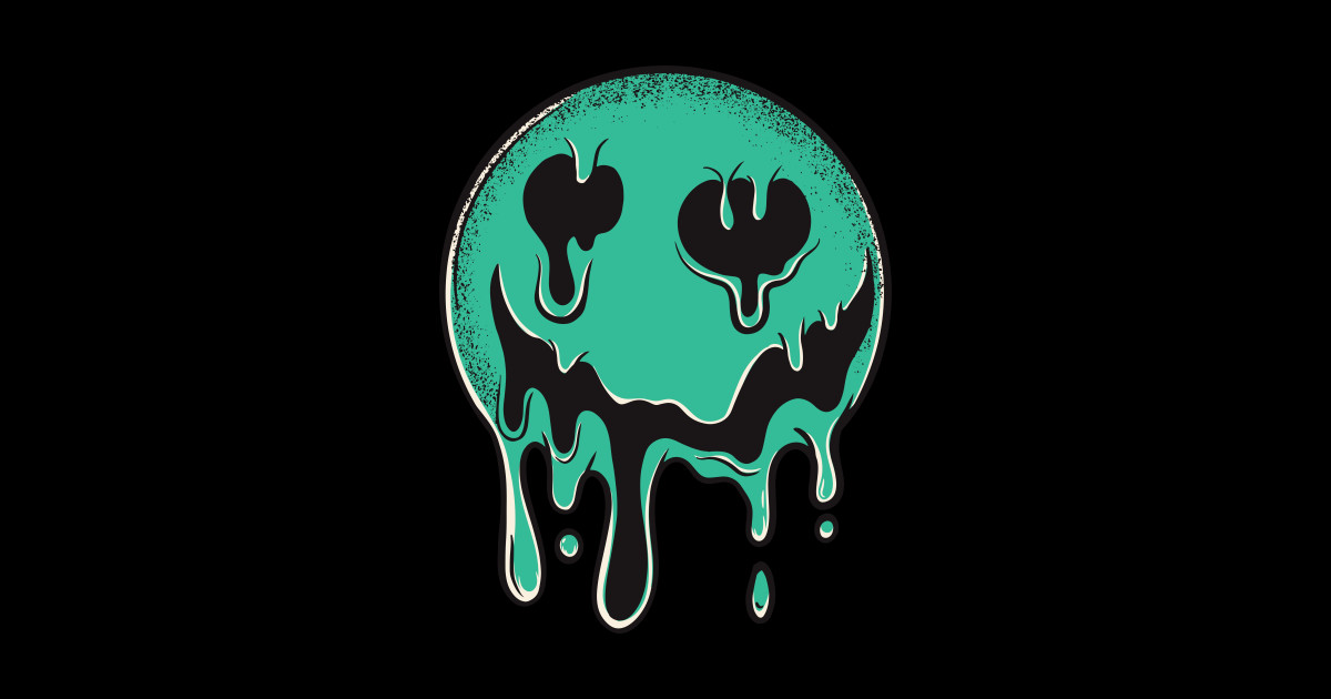 Droopy Smiley Face // Trippy Smile - Smiley Face - Sticker | TeePublic