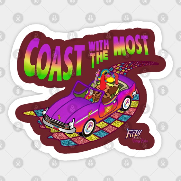Coast with the Most - Dinosaur - Sticker | TeePublic