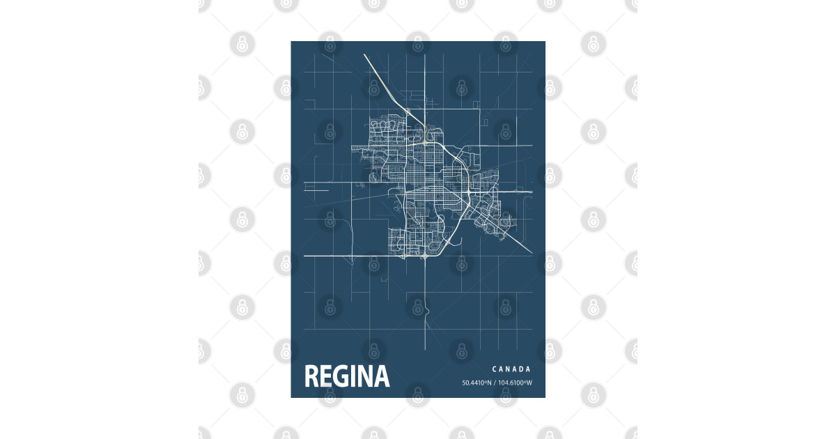 Regina Blueprint Street Map, Regina Colour Map Prints - Regina ...