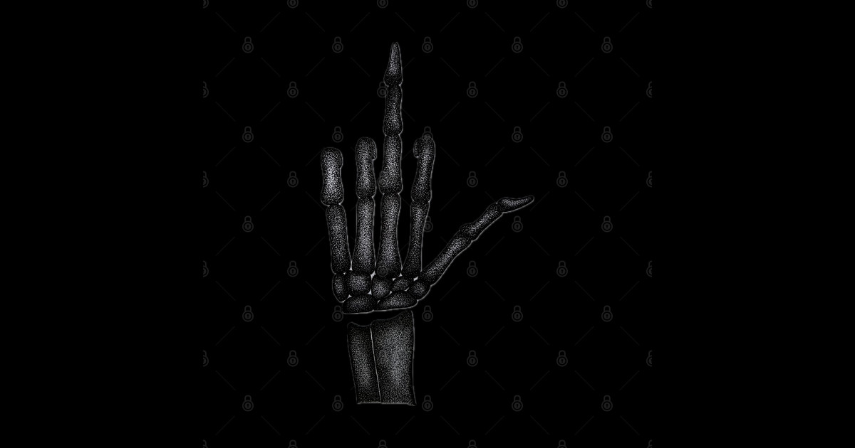 Stipple Skeleton Hand - Skeleton Hands - Sticker | TeePublic