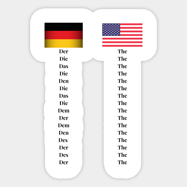 German Words for 'The' Design US Flag Der Die Das - German Student Gift ...