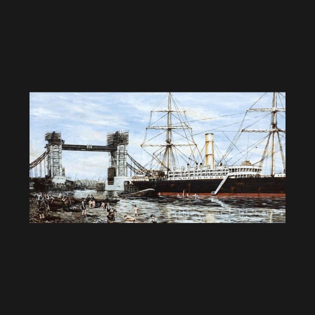 CONSTRUCTION OF TOWER BRIDGE AND THE SS RUAHINE - Ss Ruahine - T-Shirt ...