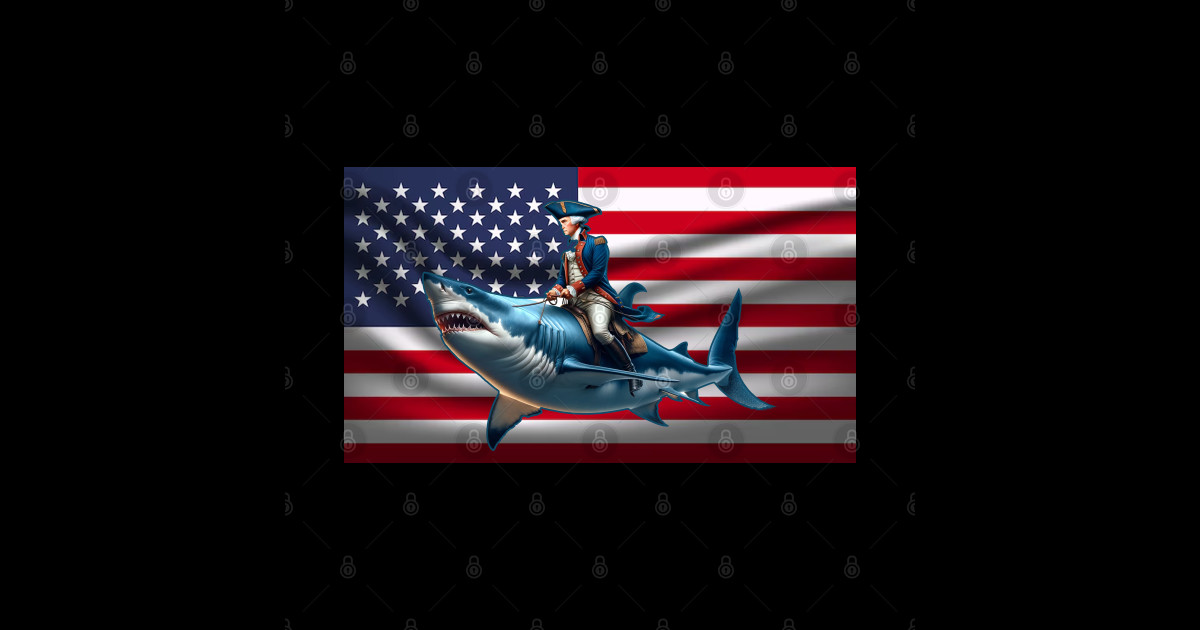George Washington Riding a Shark American Flag 4th Of July - George ...