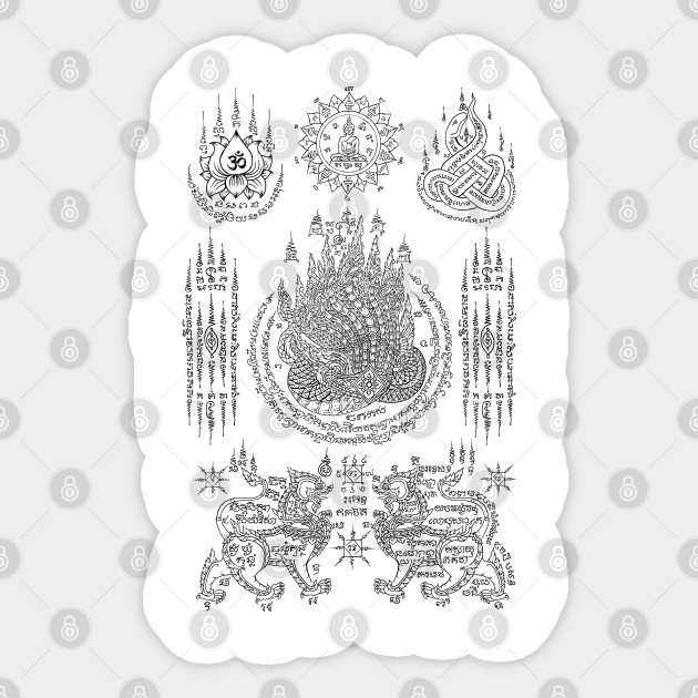 Sak Yant Traditional Thai Tattoo V06 - Sak Yant - Sticker | TeePublic