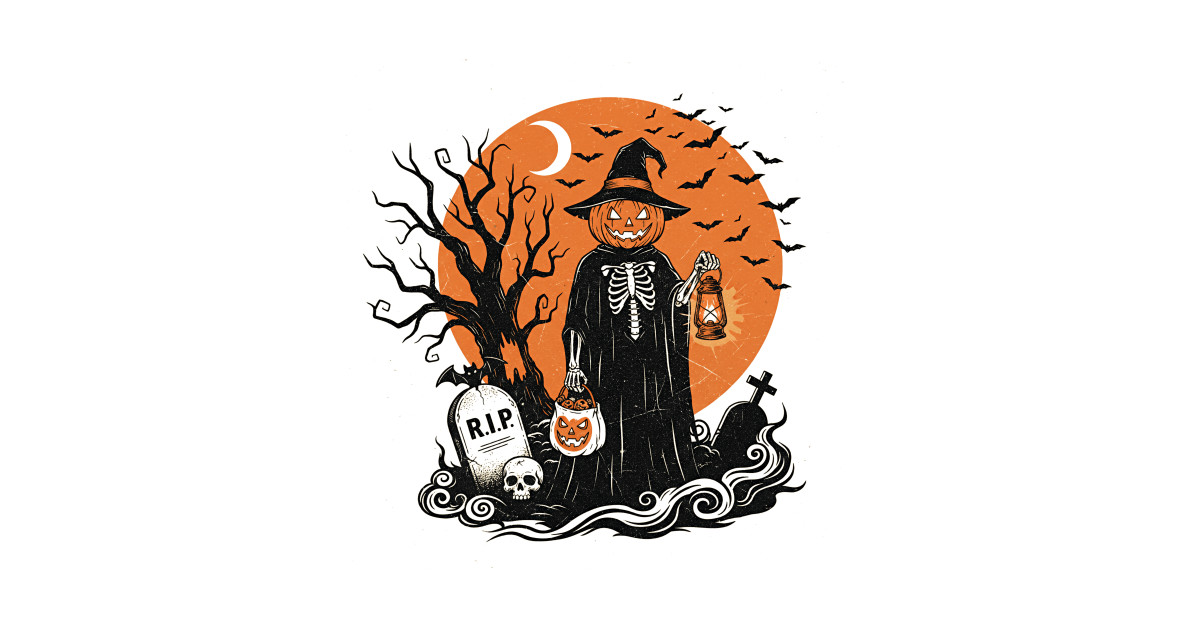 Vintage Creature spooky halloween skeleton rip haunted grave - Vintage ...