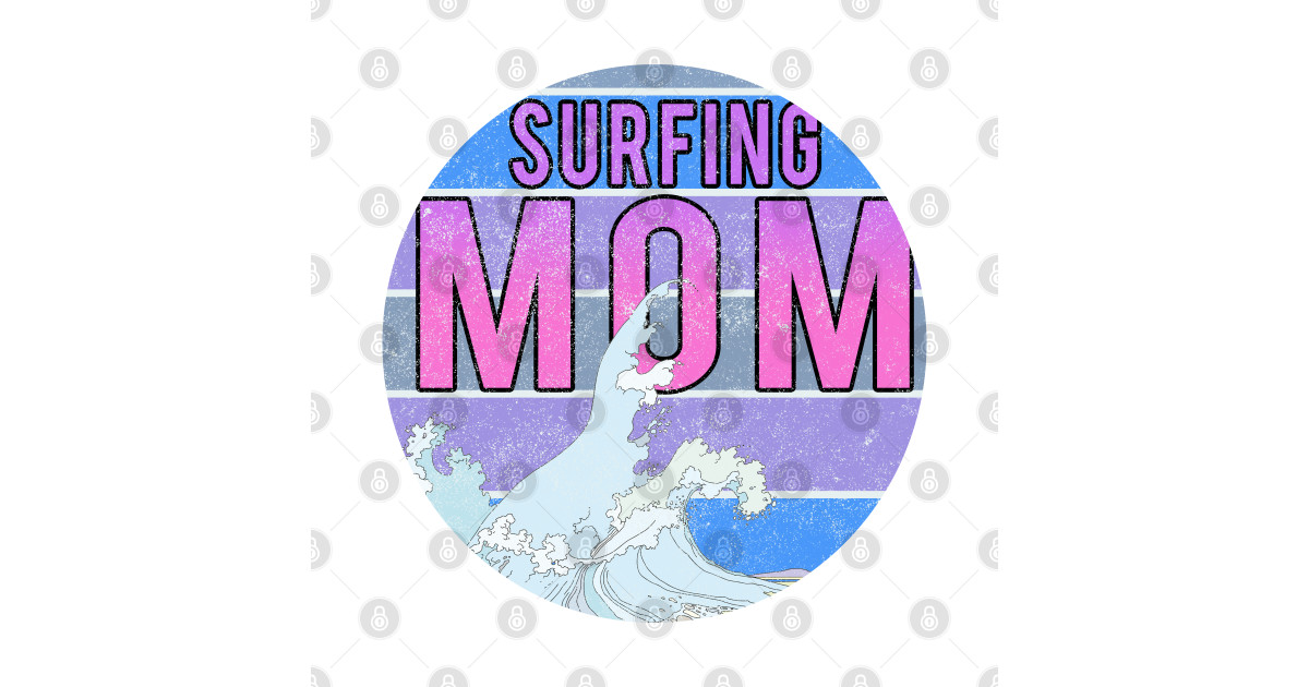 Surfing Mom // Wave blue sunset - Surfing - Magnet | TeePublic
