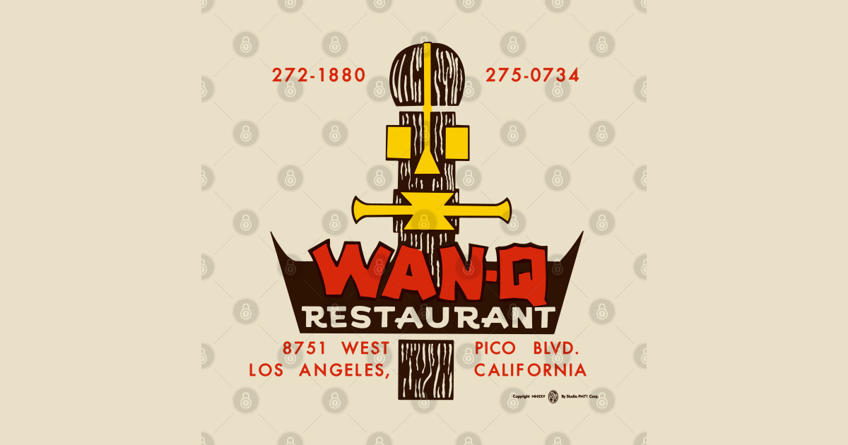 Vintage Wan-Q Restaurant Los Angeles Tiki - Tiki - T-Shirt | TeePublic