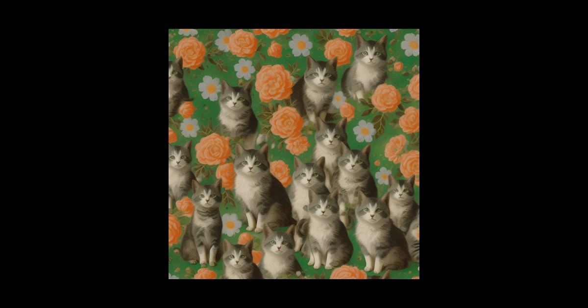 Cats and Flowers, Goya Style - Cats And Flowers - Sticker | TeePublic