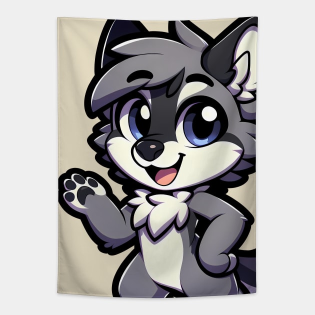 Cute Chibi Wolf Anthro Furry Art - Furry - Tapestry | TeePublic