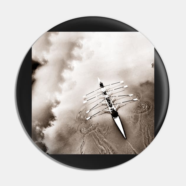 Rowers Rowing in Aged Photo - Rowing - Pin | TeePublic