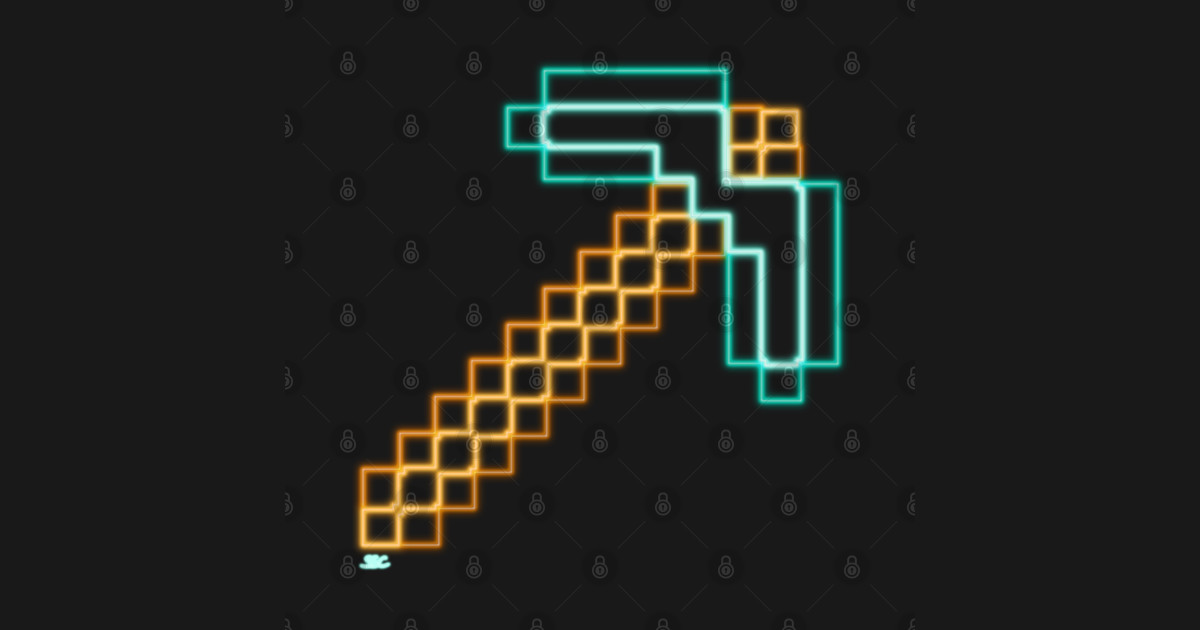 Neon Diamond Pickaxe - Minecraft - T-Shirt | TeePublic