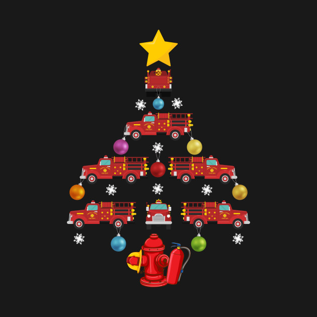 Funny Firefighter Christmas Tree - Firefighter Christmas Tree - T-Shirt ...