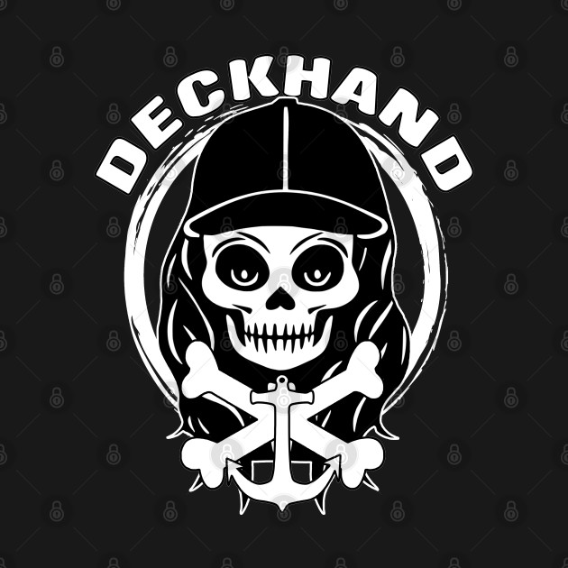 Deckhand Skull and Anchor White Logo - Deckhand - T-Shirt | TeePublic