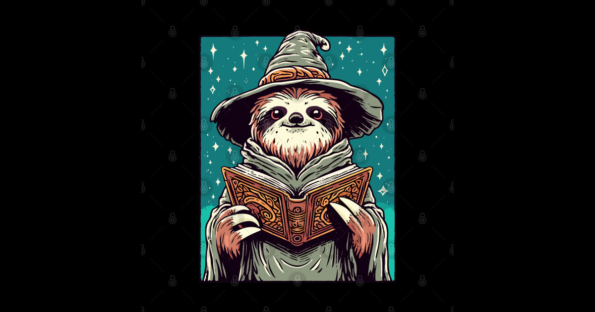 Retro Sloth Wizard - Sloth - Posters and Art Prints | TeePublic