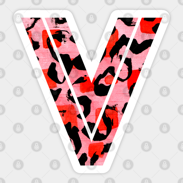 Letter V Watercolour Leopard Print Alphabet Red - Letter V - Sticker ...