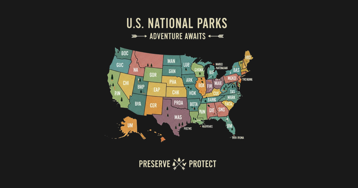 U.S. National Parks Adventure Awaits Map Vintage - Us National Parks ...