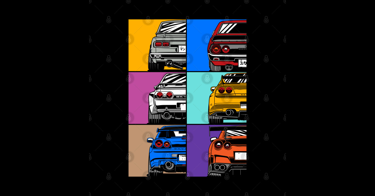 Skyline GTR generations - Nissan Gtr - Posters and Art Prints | TeePublic