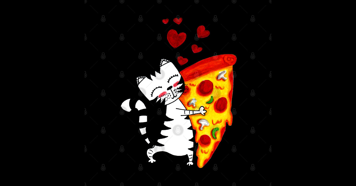 Yuna Cat | The Pizza Embrace - Yuna Cat - Sticker | TeePublic