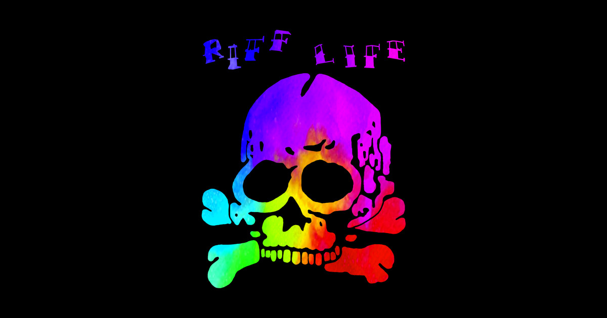 RIFF LIFE Skull and Crossbones Rainbow - Skull - Sticker | TeePublic