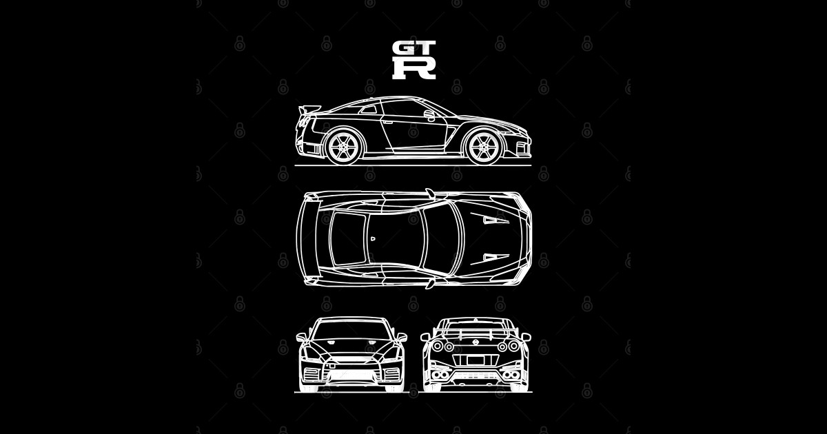 Nissan GTR R35 Blueprint - Gtr R35 - Posters and Art Prints | TeePublic