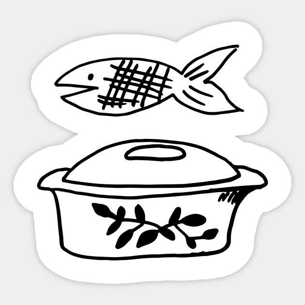 Retro Fish Dish - Fish - Sticker | TeePublic