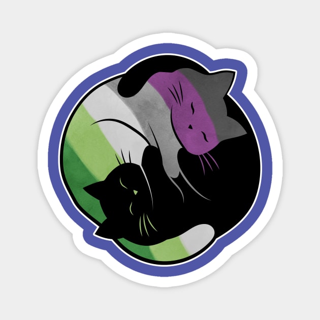 Aroace Yin Yang Cat LGBT Asexual Aromantic Pride Flag - Aroace - Magnet ...