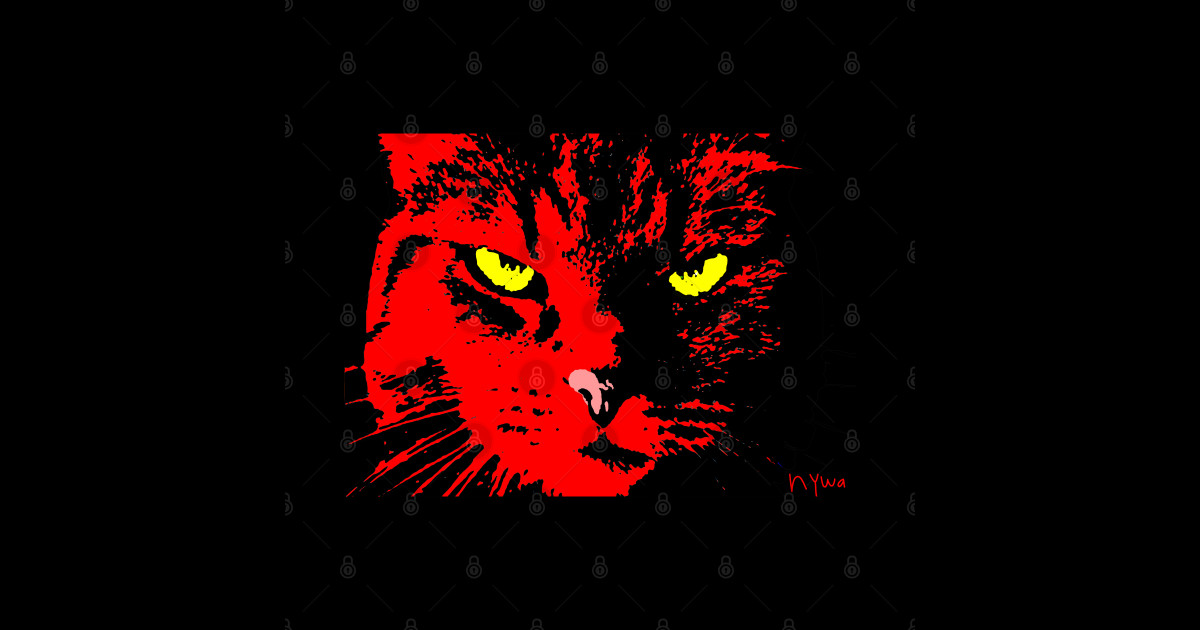 ANGRY CAT POP ART - RED YELLOW BLACK - Angry Cat - Posters and Art ...