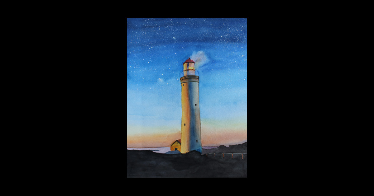 Lighthouse at Night - Lighthouse - Sticker | TeePublic