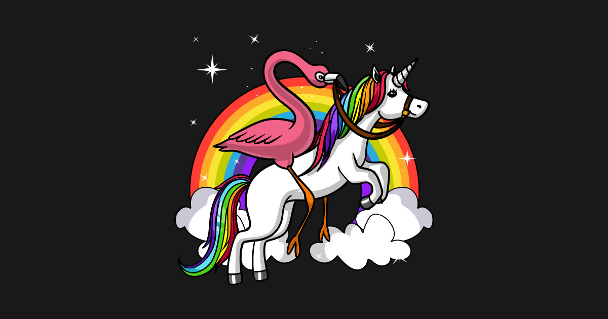Flamingo Riding Unicorn Rainbow - Flamingo Riding Unicorn - T-Shirt ...