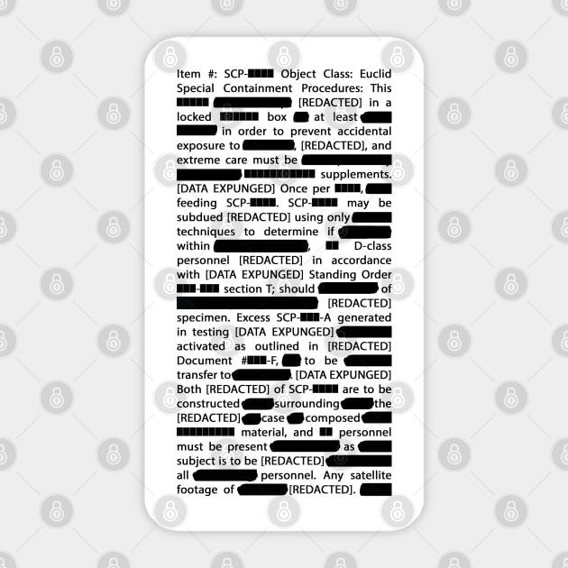 SCP Redacted Document v1 - Redacted - Sticker | TeePublic