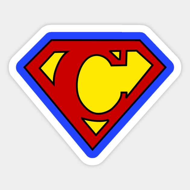 Superhero Symbol Letter C - Superman Symbol Letter C - Sticker | TeePublic