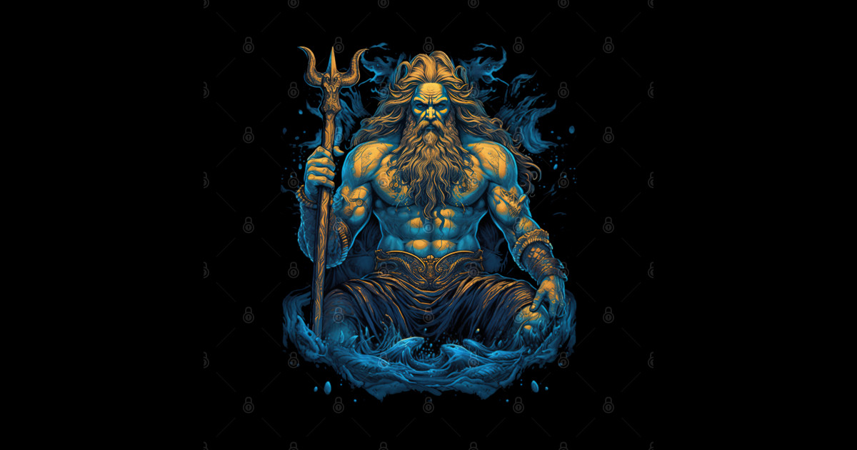 Poseidon Greek God of the Seas - Poseidon - Sticker | TeePublic