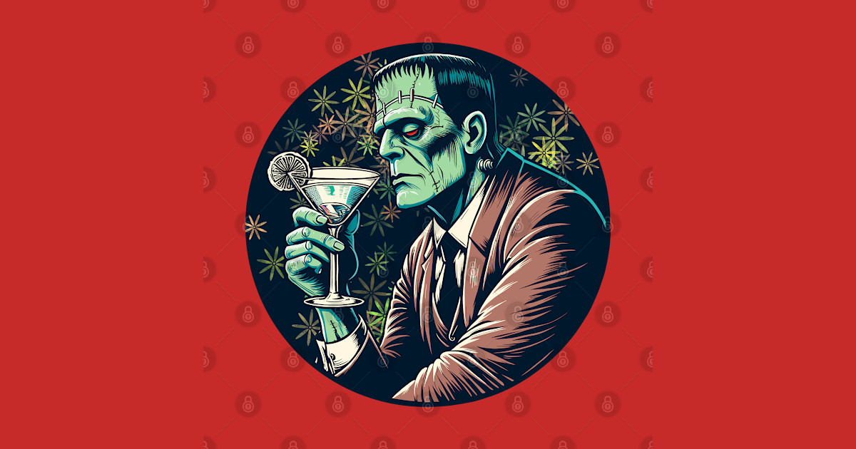 Frankenstein’s Monster Drinking a Martini - Frankenstein - T-Shirt ...