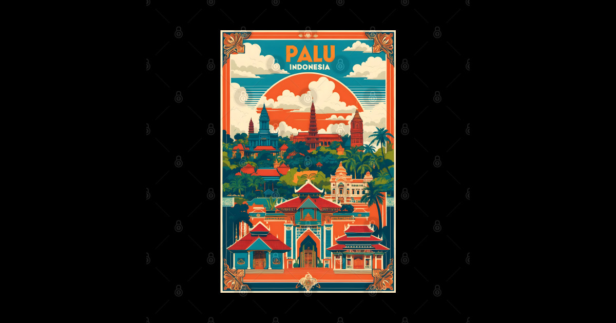 Palu Indonesia Vintage Travel Tourism - Palu Indonesia - Sticker ...